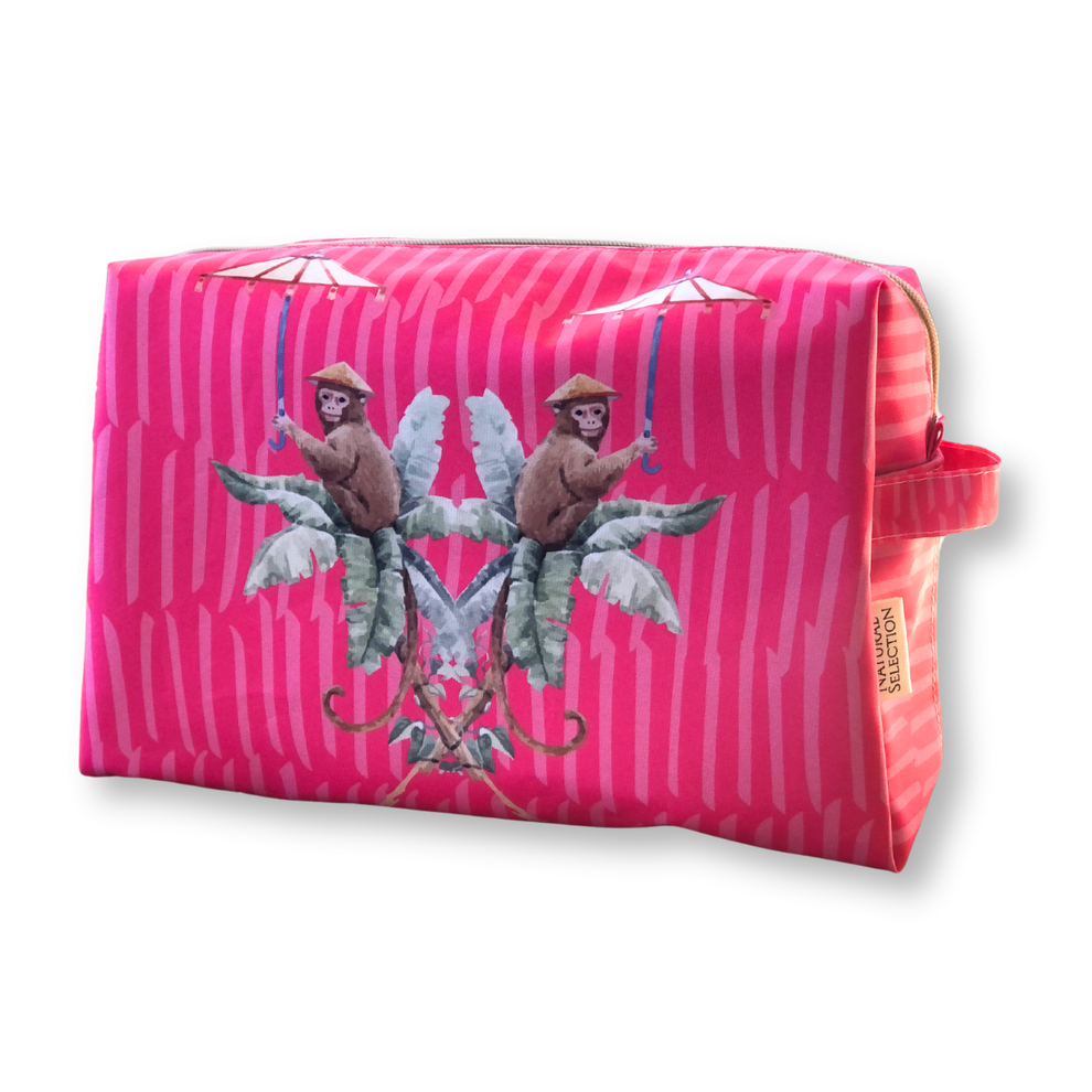 Amaranth Monkeys Toiletry Bag – Natural Selection